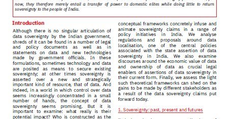 Data sovereignty, of whom? Limits and suitability of sovereignty frameworks for data in India - A...